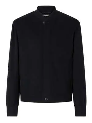 Zegna Cashmere Ribbed Bomber Jacket With Water-repellent Finish