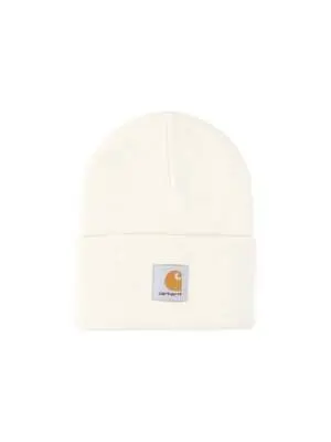 Carhartt Work In Progress Logo Patch Ribbed Knit Beanie - Cream