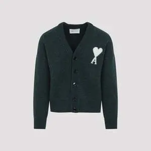 AMI Paris Alpaca Blend Button-up Cardigan - Green