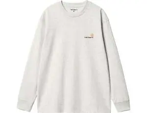 Carhartt Work In Progress Long Sleeve American Script T-shirt - Ashheather