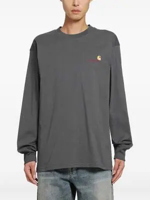 Carhartt Work In Progress Long-sleeve American Script T-shirt - Graphite