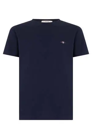 Gant Slim Fit Cotton T-shirt In Dark - Blue