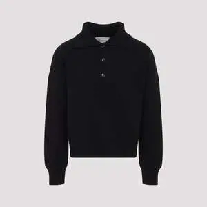 AMI Paris Wool High-collar Turtleneck Sweater - Black