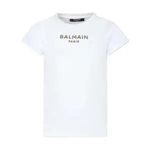 Balmain Round Neck Short Sleeve Shirt With Contrasting Logo