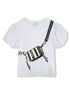Marc Jacobs Short Puff Sleeve T-shirt With Trompe L'oeil Print