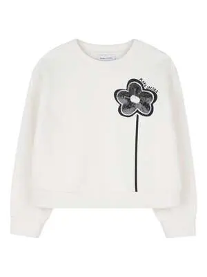 Marc Jacobs Mini Ribbed Sweatshirt With Rhinestone Flower