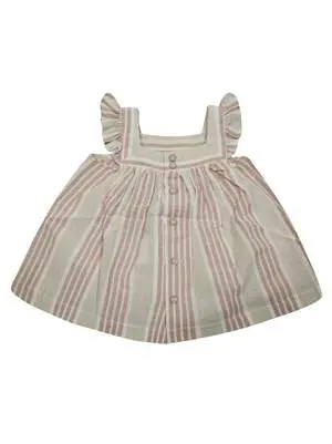 1+IN THE FAMILY Ruffled Striped Linen Mini Tank Top - Rosa