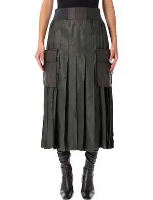 Sacai Pleated Cargo Midi Skirt - D/khaki