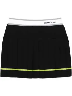 Casablanca Logo Patch Striped Cropped Mini Skirt With Elastic Waist - Verde
