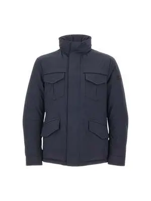 Peuterey Stretch Polyester Quilted Coat With Nylon Lining - Navy