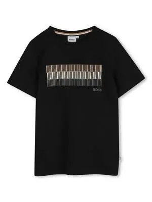 Hugo Boss Classic Neck T-shirt With Front Rubber Logo - Black