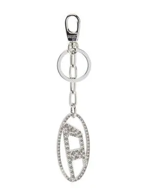 DIESEL® Oval D Mini Crystal Keychain With Short Chain