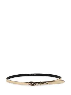 DIESEL® Skinny Leather Belt With Logo Buckle - Bianco