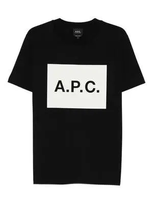 A.p.c. Crew Neck T-shirt With Front Print, 100% Cotton - Nero