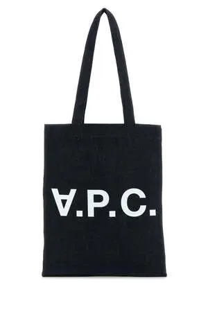 A.p.c. Cotton Shopping Handbag With Handle, 31 Cm Width X 39 Cm Height X 8 Cm Depth - Blue
