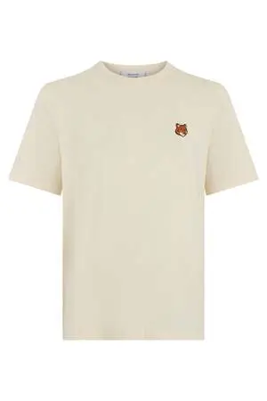 Maison Kitsuné Minimalist Short Sleeve Cotton T-shirt Regular Fit - Beige