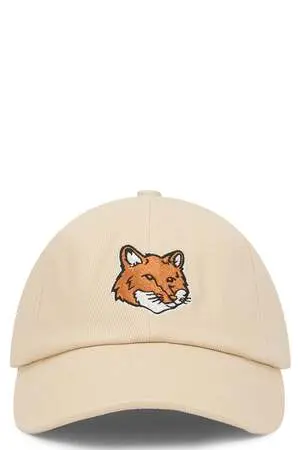Maison Kitsuné Cotton Cap With Embroidered Design For - Beige