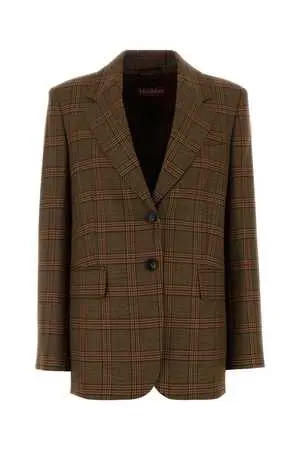MM STUDIO Embroidered Wool Blazer - Checked