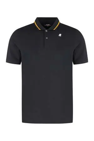 K-WAY Cotton-piqué Polo Shirt With Side Slits - Black