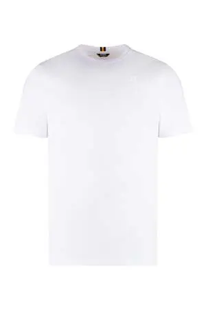 K-WAY Slim Fit Crew-neck Cotton T-shirt With Logo Patch - White