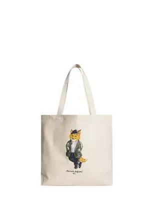 Maison Kitsuné Tote Bag With Fox Print - Ecru