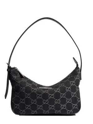 Gucci Gg Denim Shoulder Bag 14 Cm X 22 Cm X 5.5 Cm - Nero