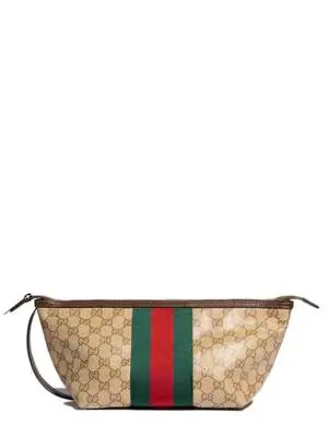 Gucci Width: 20 Cm Height: 17 Cm Depth: 15 Cm Gg Canvas Mini Zip Wrist Bag - Beige