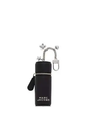 Marc Jacobs Mini Leather Zip Fastening Keychain With Silver-tone Chain Detail
