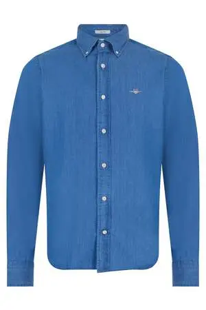 Gant Long Sleeve Classic Cotton Shirt - Blue