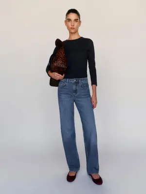 REFORMATION Miles Stretch Mid Rise Straight Long Leg Jeans
