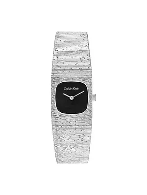 Calvin Klein Square Case Textured Bracelet Watch - Black