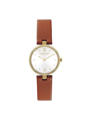 Calvin Klein Textured Bezel Shimmer Dial Watch - White