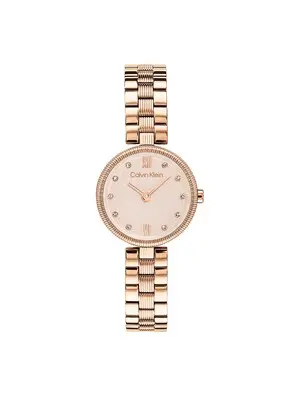 Calvin Klein Textured Bezel Shimmer Dial Watch Blush