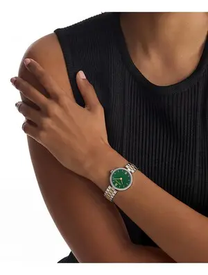 Calvin Klein Textured Bezel Shimmer Dial Watch - Green