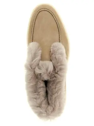Santoni Desert' Ankle Boots With Fur Trim - Cream