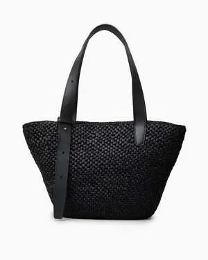 LIÉ STUDIO The Bianca Raffia Bag Small - Black