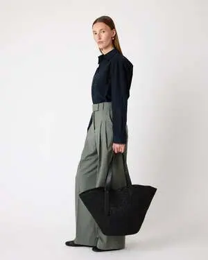 LIÉ STUDIO The Bianca Raffia Bag Large - Black