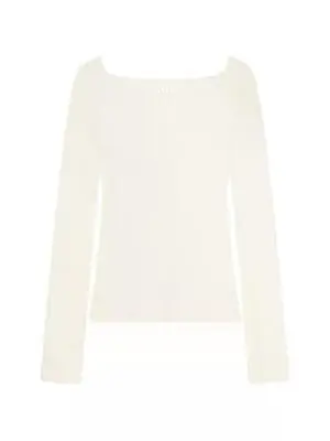 COURREGES Ribbed-knit Square-neck Sweater - Neutrals