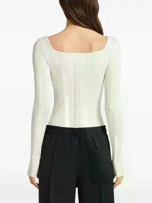 COURREGES Ribbed-knit Square-neck Sweater