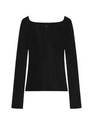 COURREGES Ribbed-knit Square-neck Sweater
