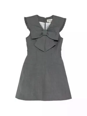 SHUSHU/TONG Bow-detail Ruffled-shoulder Dress - Grey