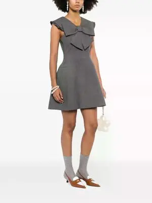 SHUSHU/TONG Bow-detail Ruffled-shoulder Dress - Grey