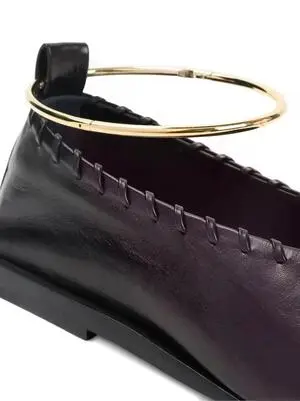 JIL SANDER Ring Whipstitch Anklet Ballet Flats