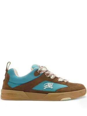 Burberry Suede Appliqué Arc Trainers - Brown