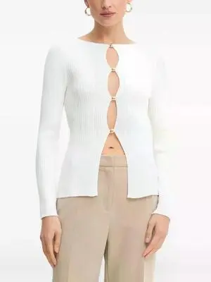 Bardot Cardigan With Gold-tone Hardware - White