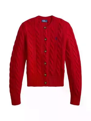 Polo Ralph Lauren Cable-knit Wool-cashmere Cardigan - Red