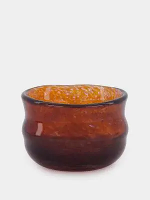 HOUSE OF CAPRICORN Handblown Avis Amber Glass Bowl - Brown