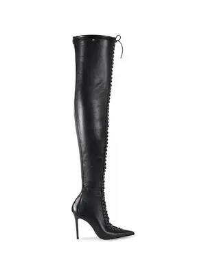 Elisabetta Franchi Nappa Leather Boots With Criss-cross Laces - Black