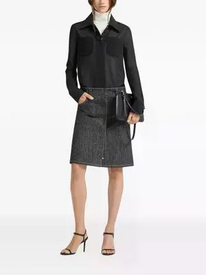 COURREGES Mélange-effect Denim Midi Skirt