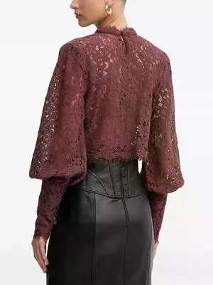 Bardot Georgia Lace Balloon-sleeve Top